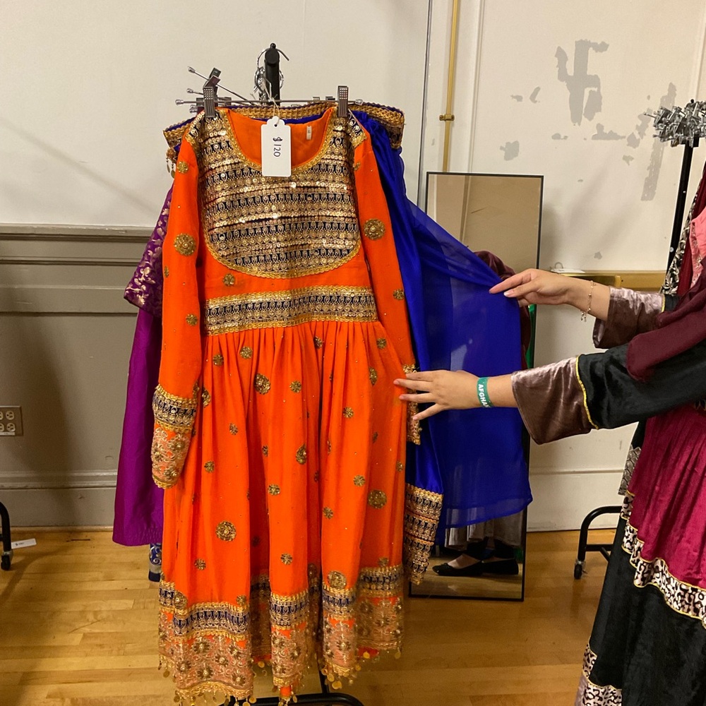 Vibrant Orange Embroidered Afghan Dress - Gem